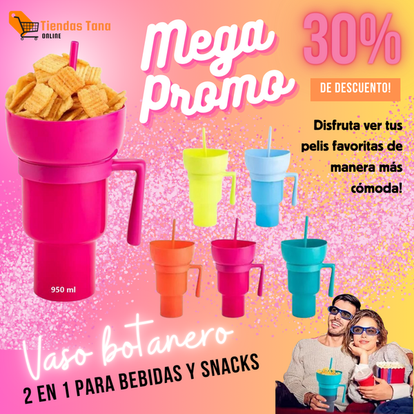 VASO BOTANERO 2 EN 1 para bebidas y snacks – Tiendas Tana Online